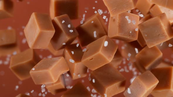 Super Slow Motion Detail Shot of Salted Caramel Explosion Towards ...