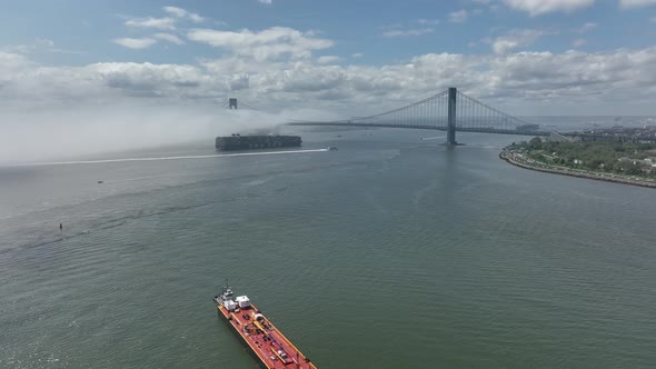 An aerial view of Gravesend Bay in Brooklyn, NY on a cloudy day with ...