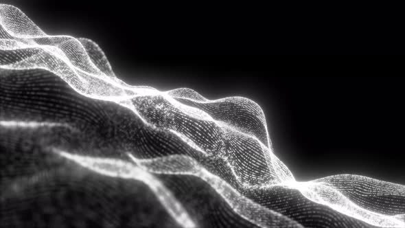 High Tech Particle Wave Background. Glowing Particle Wave Technology ...