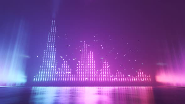 Audio equalizer background. Music control levels. Pink, blue neon ...