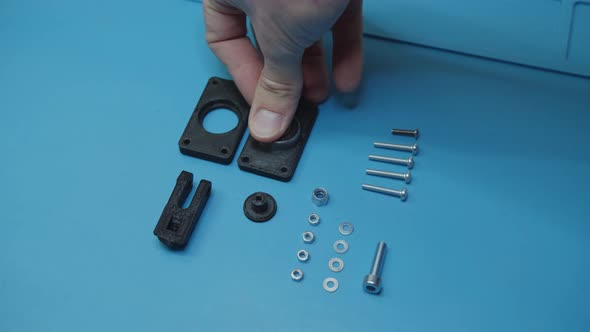 Small Parts Assembly Top View Blue Background, Stock Footage | VideoHive