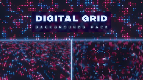 Digital Glowing Grid Backgrounds Pack, Motion Graphics | VideoHive