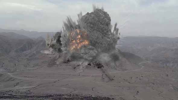 Stealth Bomber Drops Bombs On Mountain Pack, Motion Graphics | VideoHive