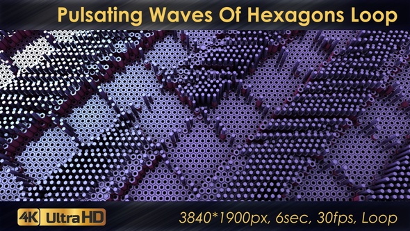 Pulsating Waves Of Hexagons Shapes Loops, Motion Graphics | VideoHive