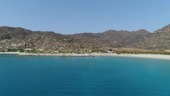 Magganari beach on the island of Ios in the Cyclades in Greece seen ...