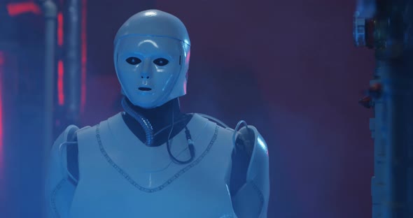 Humanoid Robot Working in a Smoke Filled Lab, Stock Footage | VideoHive