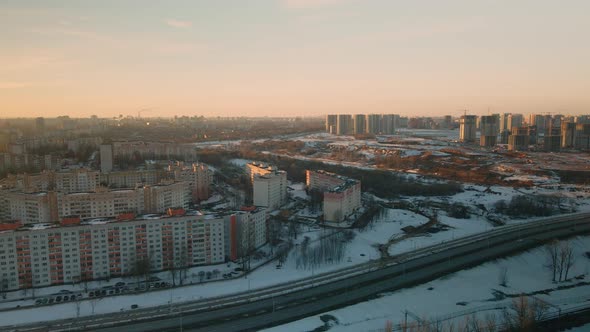 Suburb of a big city. City block from the height of the flight., Stock ...