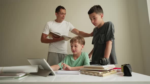 Parents Doing Homework with Kids, Stock Footage | VideoHive