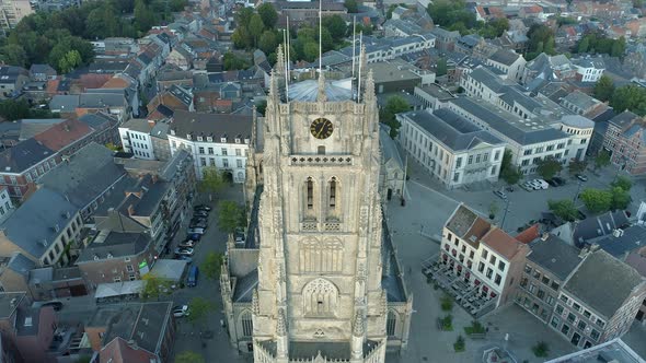 Gothic Clock Tower Of The Basilica Tongeren In The City Of Tongeren In ...