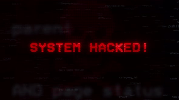 System Hacked Warning Notification Generated on Digital System Security Alert Error Message ...