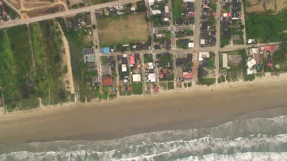 Top View Of Coastal Village And Beach In La Curia, Santa Elena, Ecuador ...