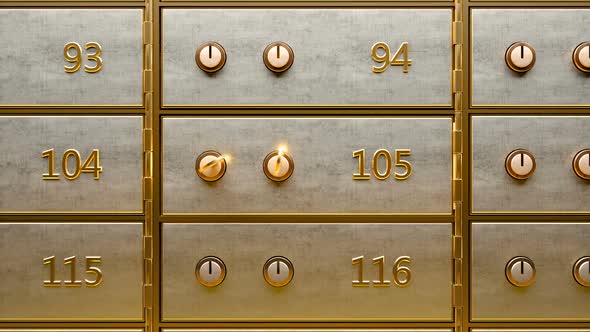 Empty Safety Deposit Box Opened By Two Golden Keys, Motion Graphics