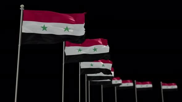 Syria Row Of Flags Animation Include Alpha Channel, Motion Graphics