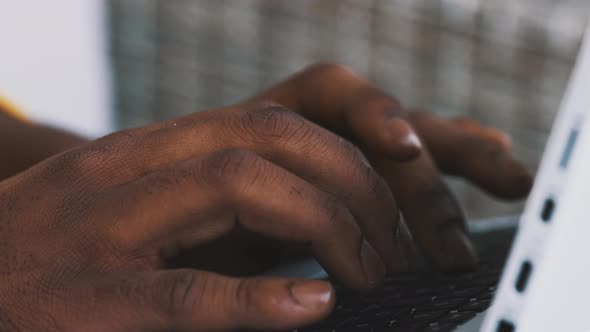 African American Black Man Typing on the Laptop Keyboard, Stock Footage