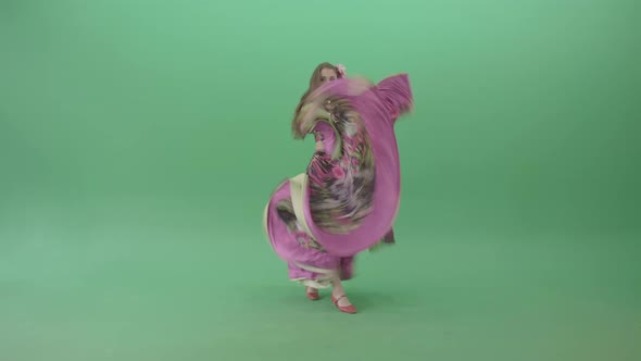 Lovely Tzigane Romana Gypsy Women Waving Pink Dress Dancing Folk ...
