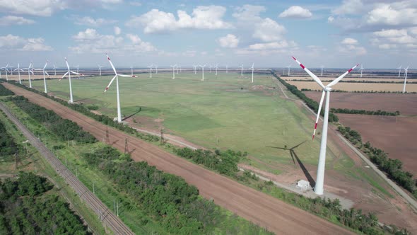 Aerial View of Wind Power Turbine is a Popular Sustainable Renewable ...