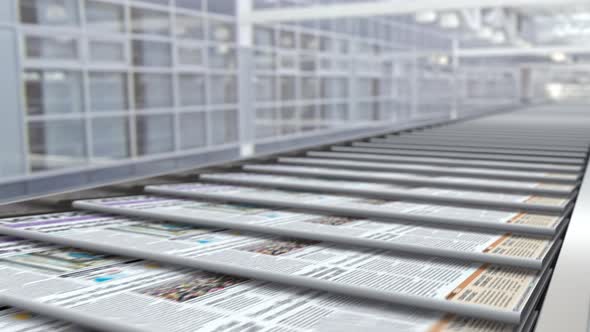 Newspaper Media Press on the Conveyor Line at the Editorial Office ...