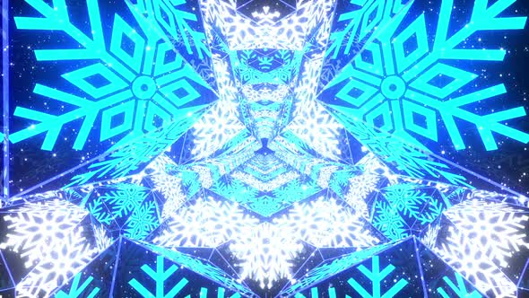 4k Neon Cyber Snowflakes Vj Loop 1, Motion Graphics | VideoHive