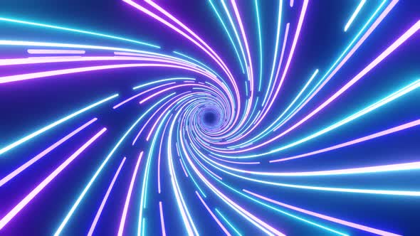 Neon Lines Time and Space Warp Wormhole, Science Fiction Background ...