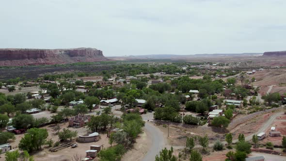Small Town of Bluff, Utah in Southwest US Desert - Aerial, Stock Footage