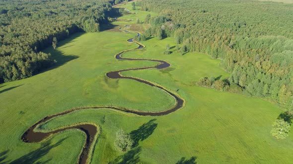 River Between Forest Aerial Shot, Stock Footage | VideoHive