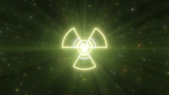 Radioactive Symbol Radiation Warning Sign Glowing Neon Lights Tunnel ...