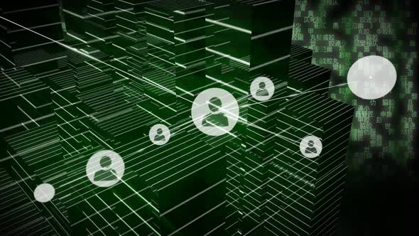Animation of network connections with people icons, Motion Graphics