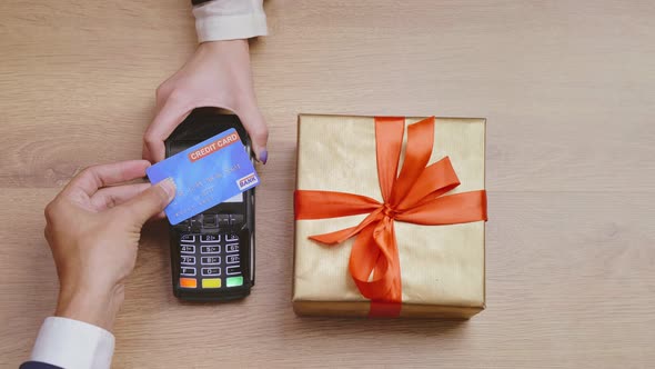 Buying Happy Birthday Present. Credit Card Payment, Stock Footage ...