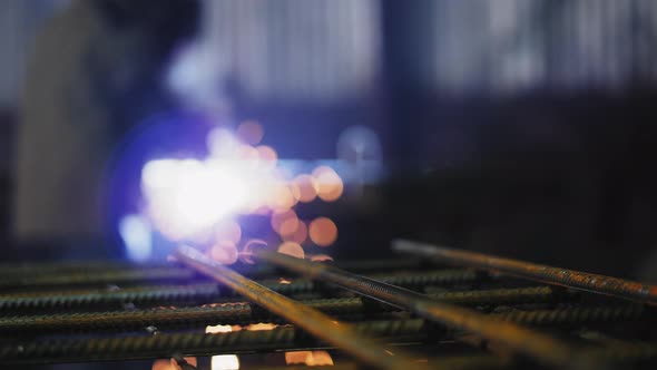 Iron Rods on the Background of Sparks From Welding, Stock Footage ...