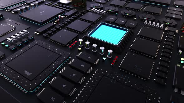 AI header. next-generation chip and processor animation. big power technological , Motion Graphics