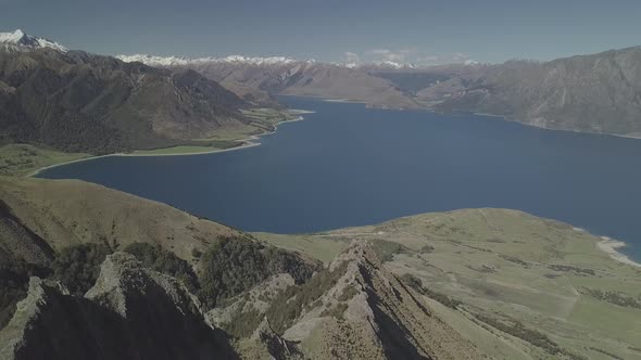 Lake Hawea aerial panorama, Stock Footage | VideoHive