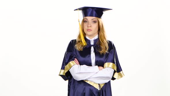 Unhappy and Frustrated Graduate Showing Thumbs Down, Stock Footage