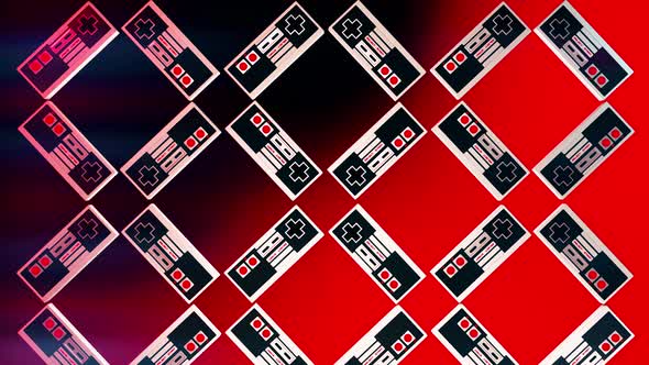 Original Retro Console Controller Pattern On Red And Blue Gradient ...
