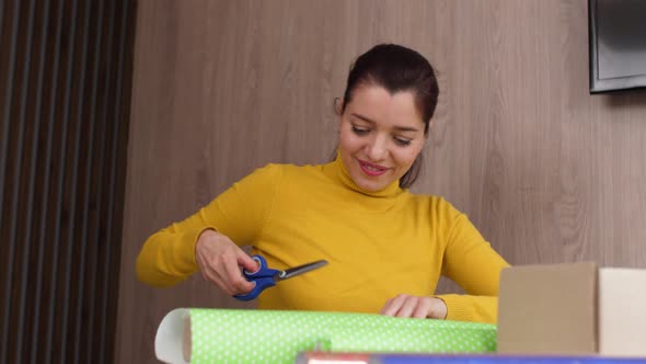 Girl at Home Fiddling with Gifts, Stock Footage | VideoHive