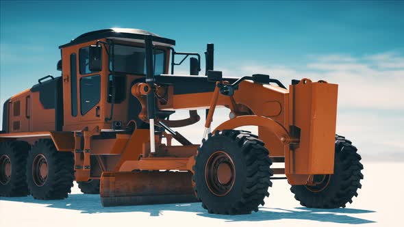 Road Grading Machine on the Salt Desert Road, Motion Graphics | VideoHive