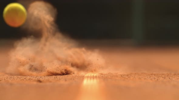 Tennis ball hitting the line on the ground, Ultra Slow Motion, Stock ...