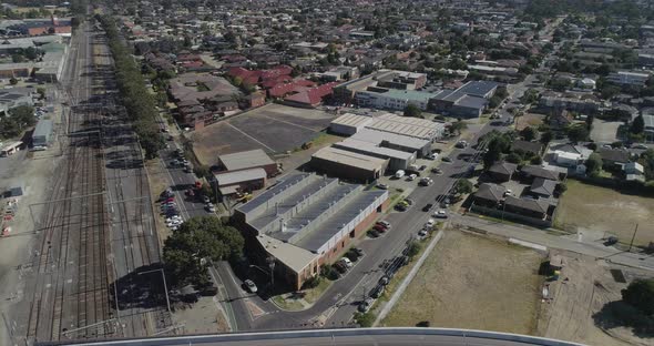 Static perspective of aerial view looking up v shaped intersection ...