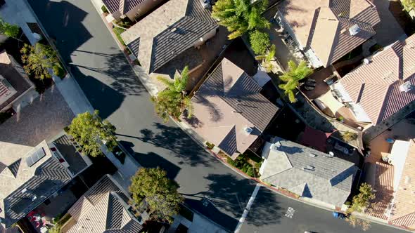 Aerial Top View of Upper Middle Class Neighborhood with Residential ...
