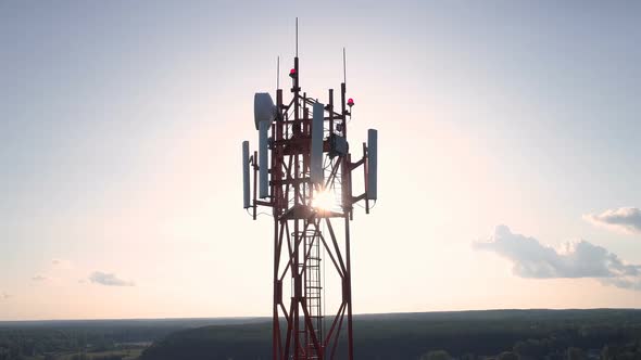 Flight Up on Drone Along Telecommunications Tower, Stock Footage ...