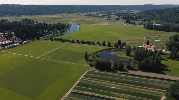 Lush Green Western Washington State Farm Aerial In Rural Countryside ...