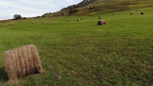 Aerial View Baled Grass Hay, Stock Footage | VideoHive