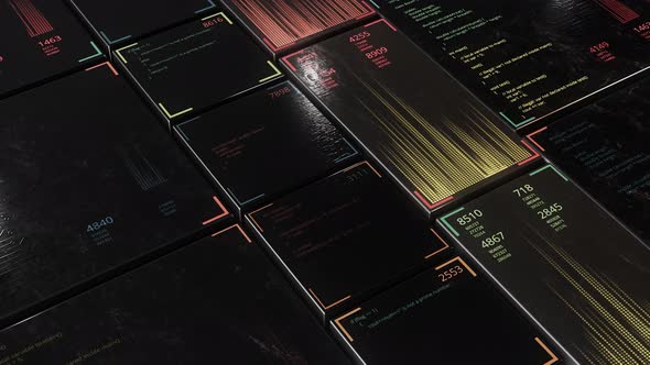 High-tech moving panels with digital data, Motion Graphics | VideoHive