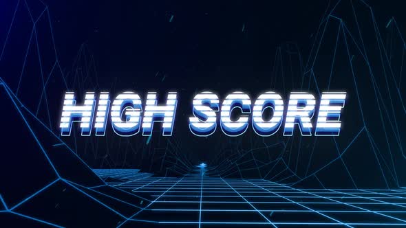 Vintage video game screen with words high score written, Motion Graphics