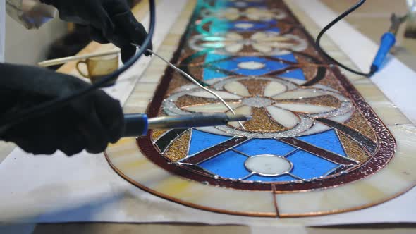 Soldering Stained Glass Seams, Stock Footage | VideoHive