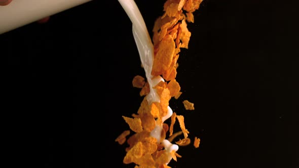 Milk mixed with cereals pouring, Stock Footage | VideoHive