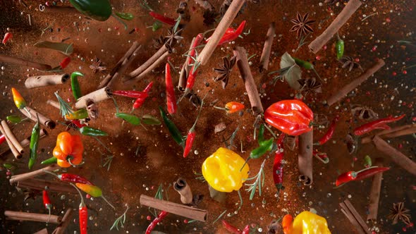 Super Slow Motion Shot of Colorful Seasoning Explosion on Black ...