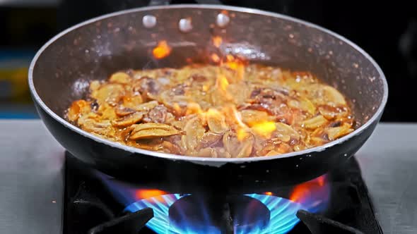 Chef Cooking Food with Fire Flame (4K), Stock Footage | VideoHive