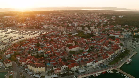 Aerial View of Old Town of Biograd Na Moru in Croatia at Sunset, Stock ...