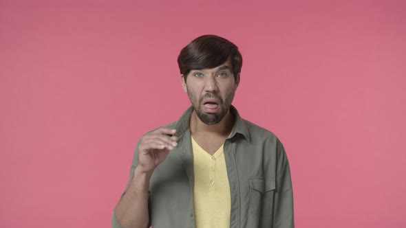 Annoyed and Bored Rude Young Man Mocking Over Boring Person Mumbling ...