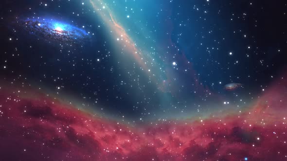 Animated footage, space background with flying constellations, galaxies ...